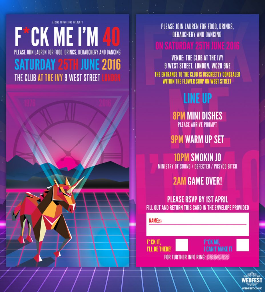 Retro 80s / 90s Rave Flyer style Party Invitation | WEDFEST