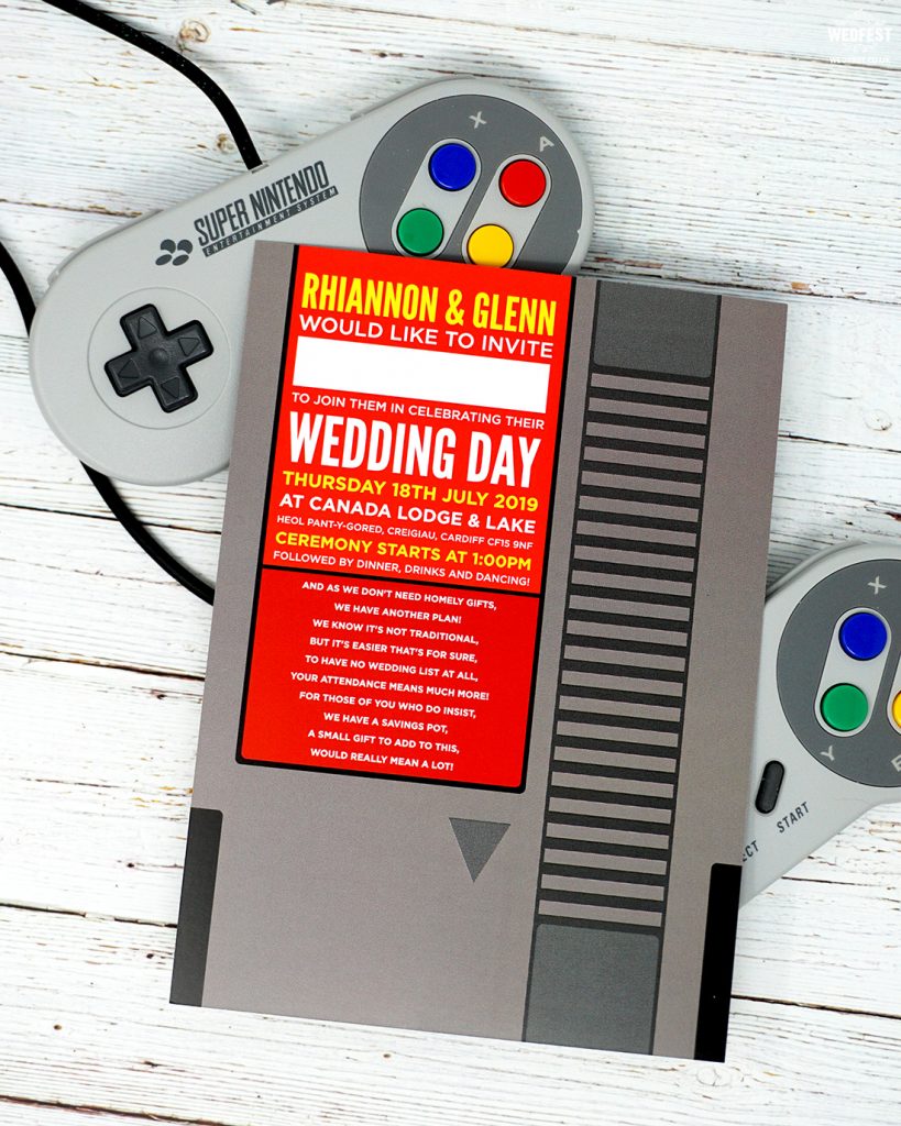 Retro Gamers Nintendo Video Game Wedding Invitations | WEDFEST